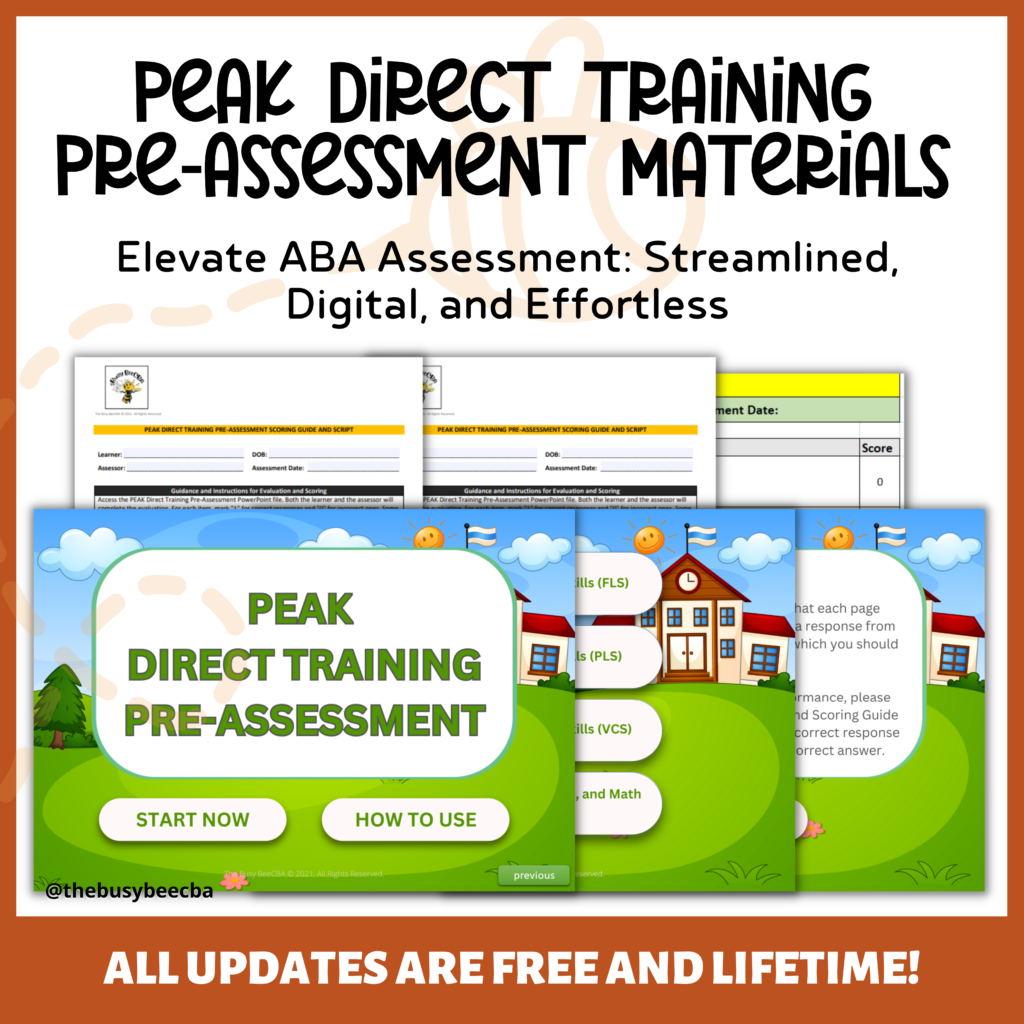 PEAK Direct Training Pre-Assessment Materials with Script and Scoring ...